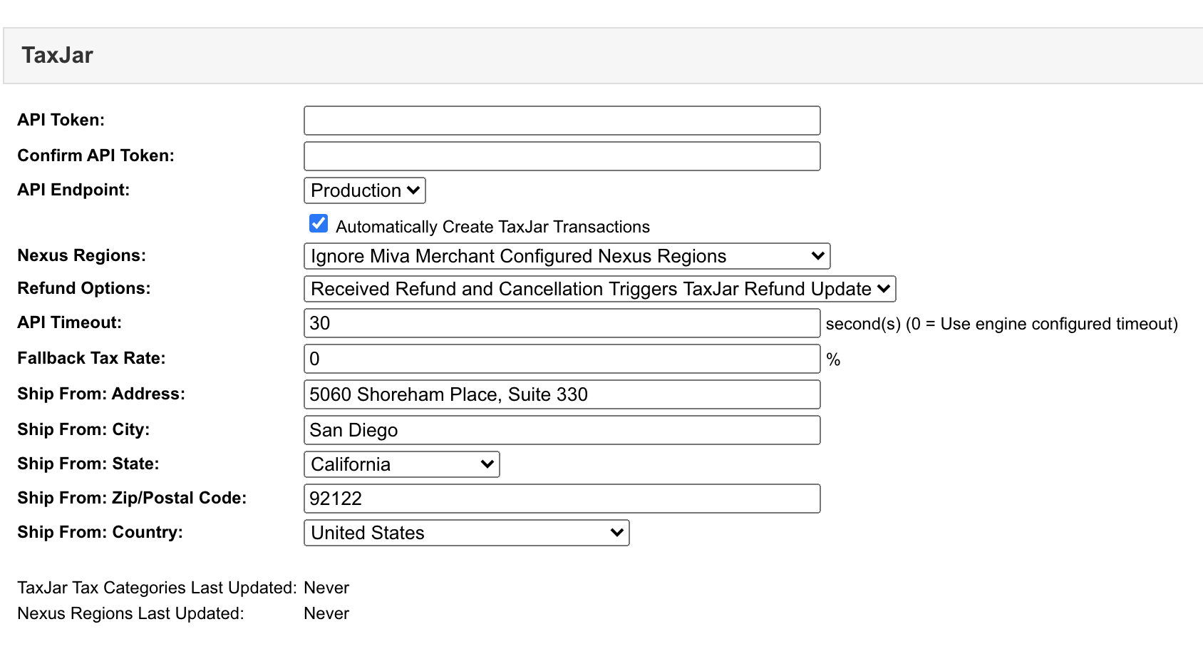 Miva Docs: TaxJar | Miva Integrations